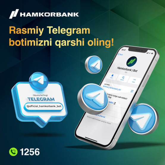Новый официальный Telegram-бот Hamkorbank